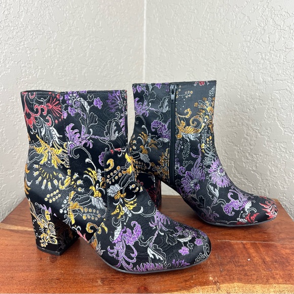 Brash | Shoes | Brash Embroidered Floral Print Suede Boots | Poshmark